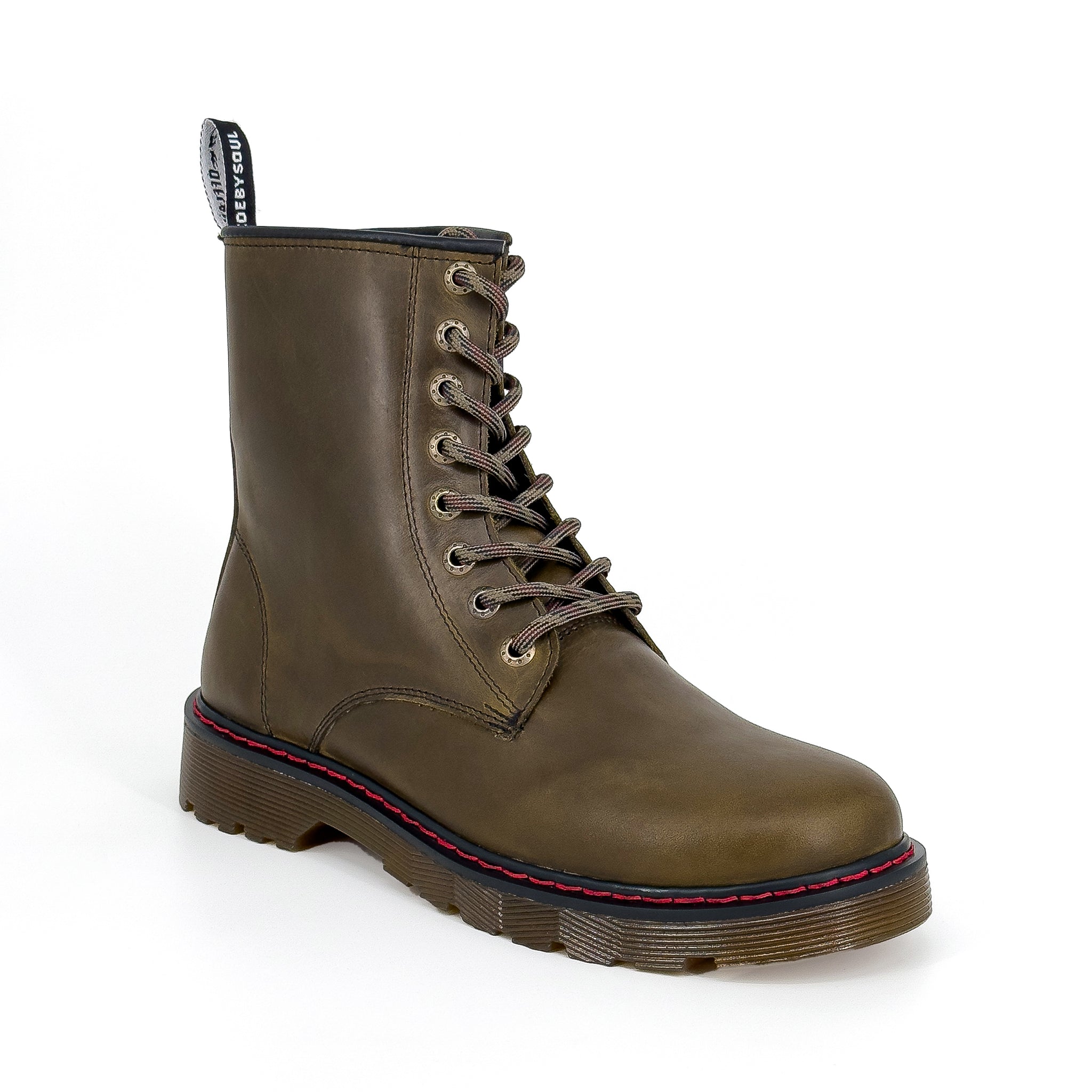 Botas Tipo Militar, Piel Crazy, Verde Olivo – EMPORIO MIRANDA
