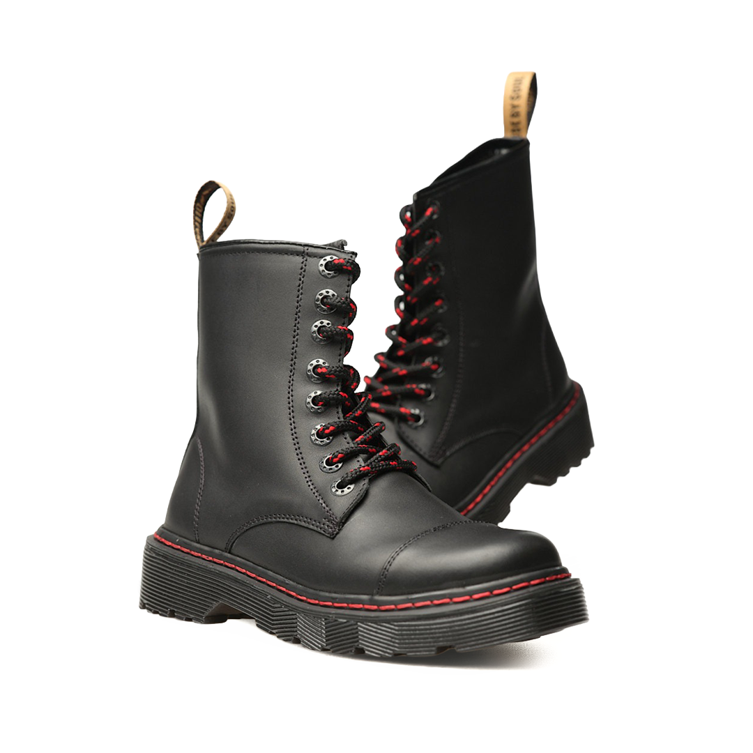 Botas Offlander, Tipo Militar, Piel Crazy, Negro, Costura Frontal ...