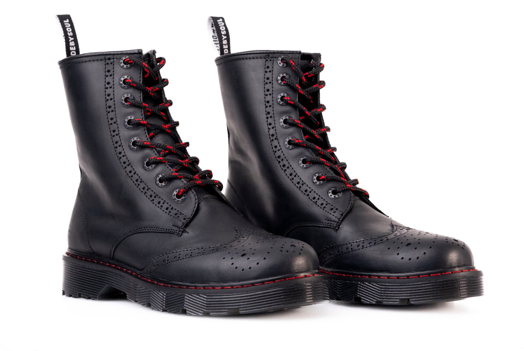 Botas Offlander, Tipo Militar - Boston, Piel Crazy, Negro – EMPORIO MIRANDA