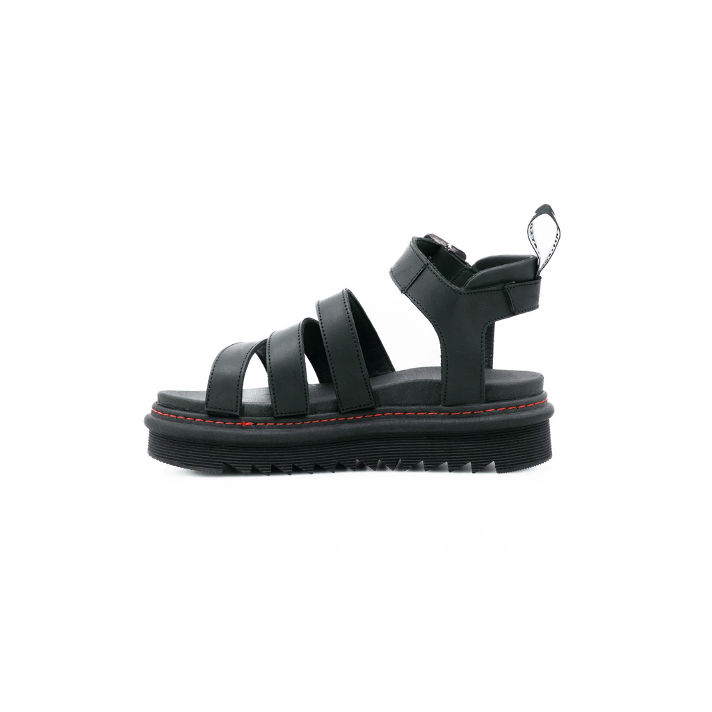 Sandalias Offlander, Tipo Romana, Piel Crazy, Negro, Tres Correas ...