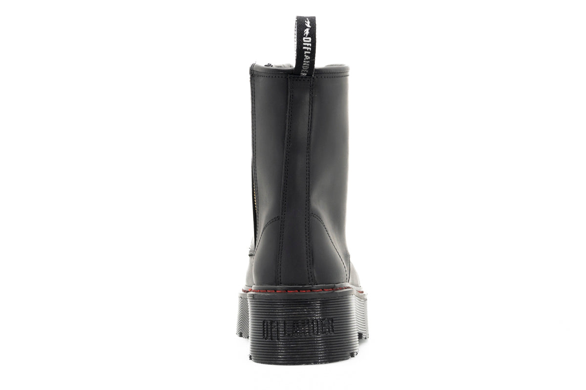 Botas Offlander, Tipo Militar Chunky, Piel Crazy, Negro, Doble Cierre ...