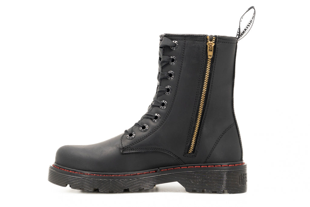 Botas Offlander, Tipo Militar, Piel Crazy, Negro, Listón – EMPORIO MIRANDA