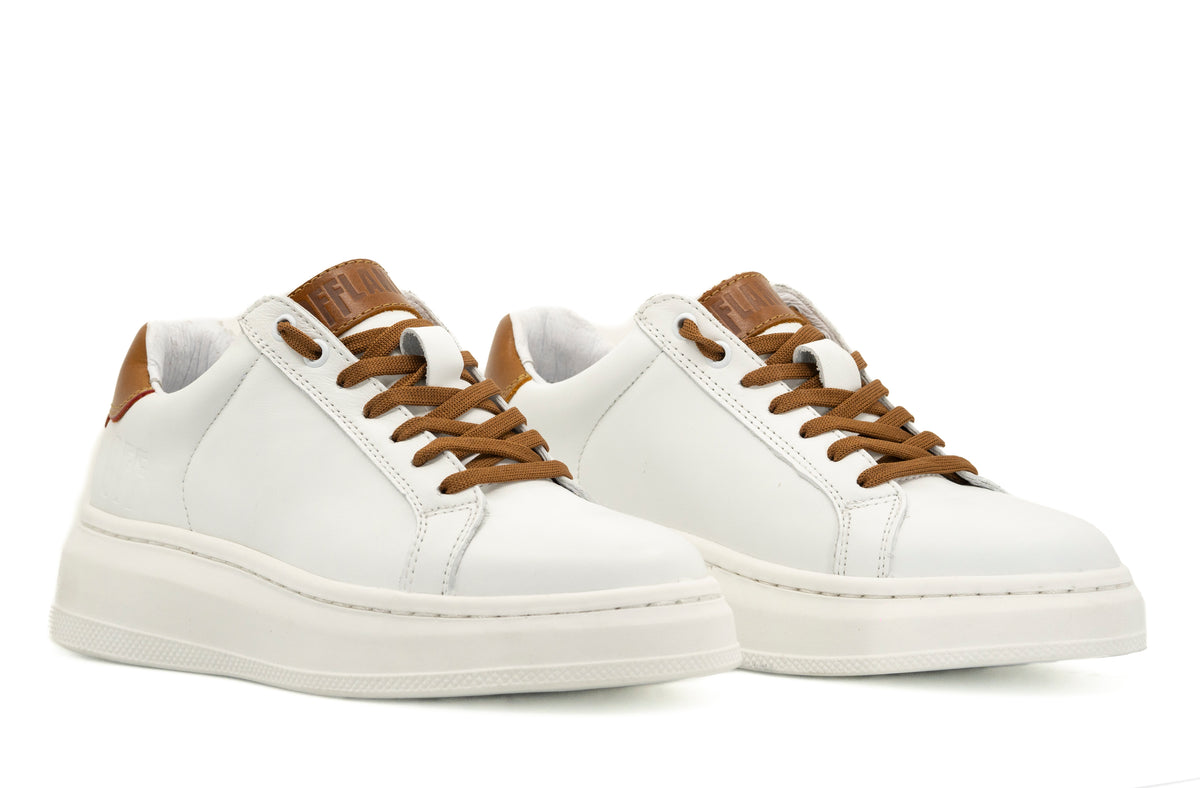 Tenis Offlander, Tipo Choclo, Piel Napa, Blanco y Miel – EMPORIO MIRANDA
