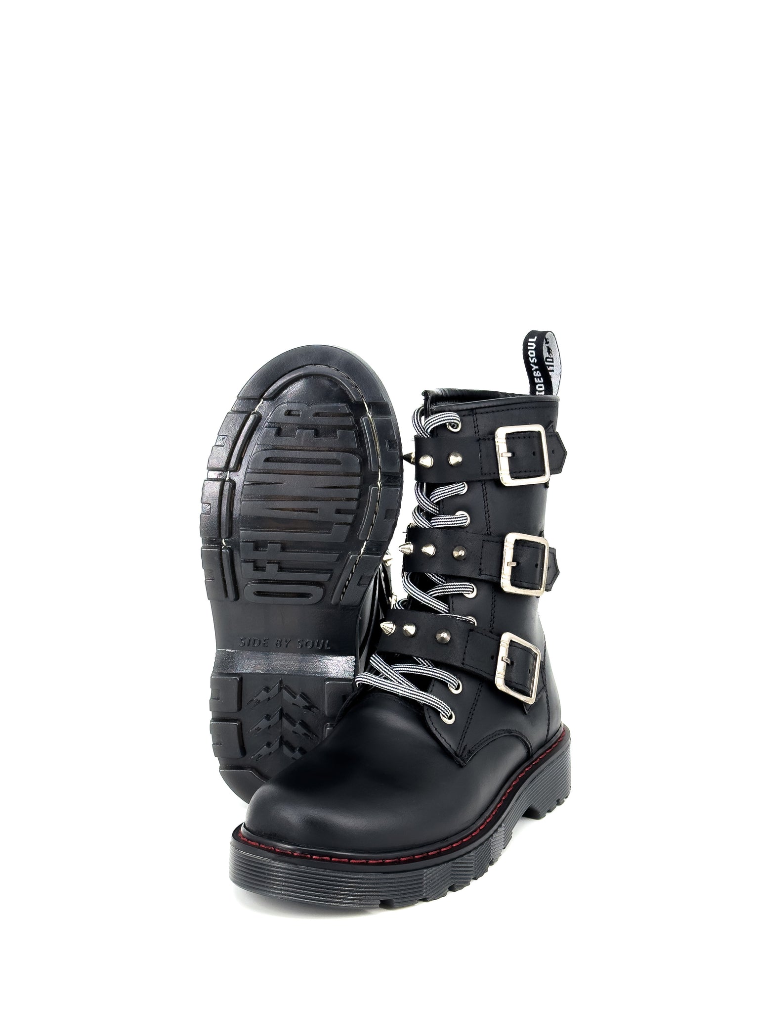 Botas Offlander, Tipo Militar - Amore, Piel Crazy, Negro, Amarre y Est ...