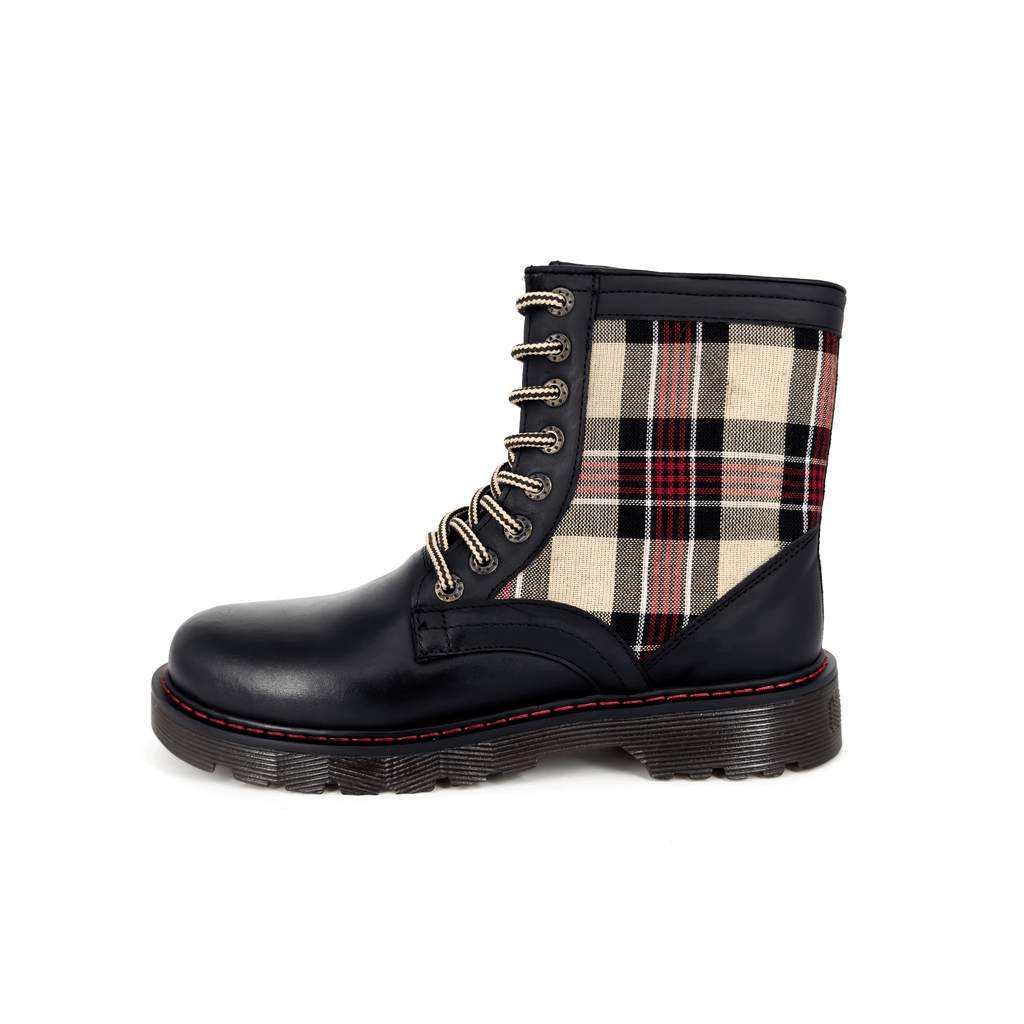 Botas Offlander, Tipo Militar - "Tartan Elite", Piel Crazy / Tela, Neg ...