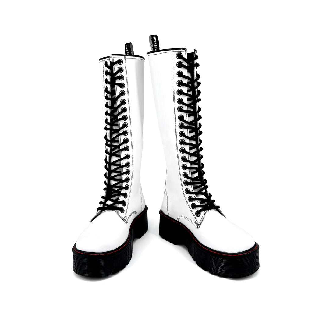 Botas Offlander "POP" - 20 Ojillos, Piel Napa, Blanco – EMPORIO MIRANDA